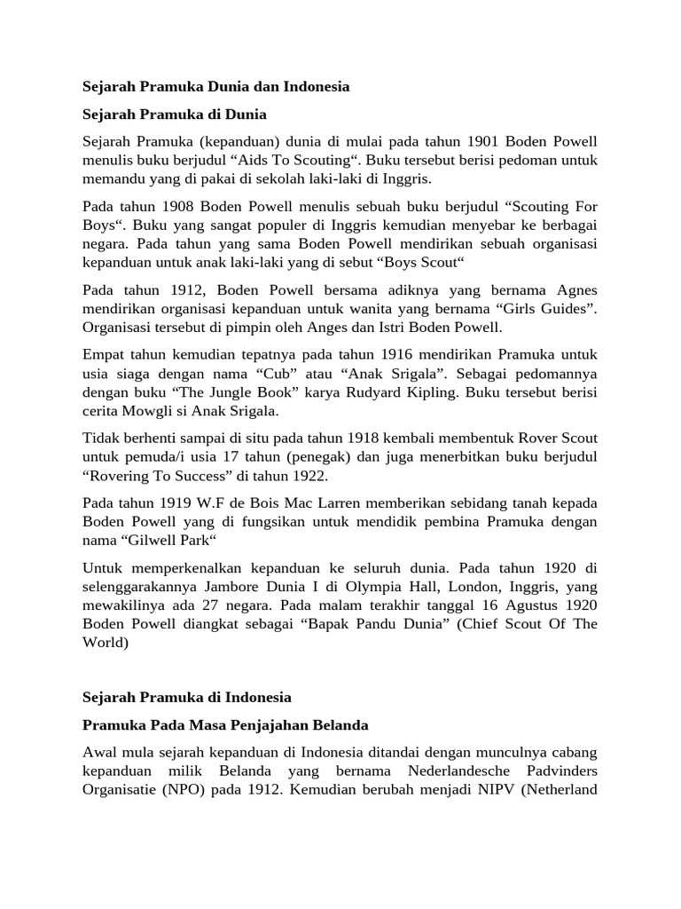 Sejarah Persatuan Pandu Indonesia Pdf