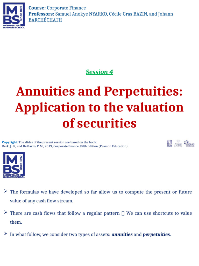 Session 4 - Annuities, Perpetuities MBS | PDF | Present Value | Bonds ...