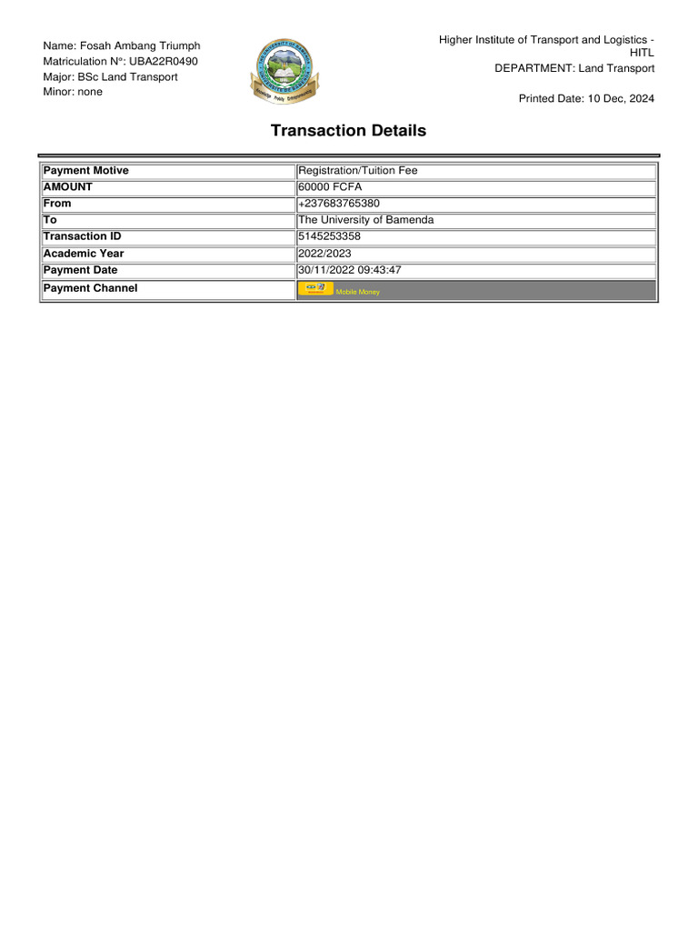 Year One Scu Fee | PDF
