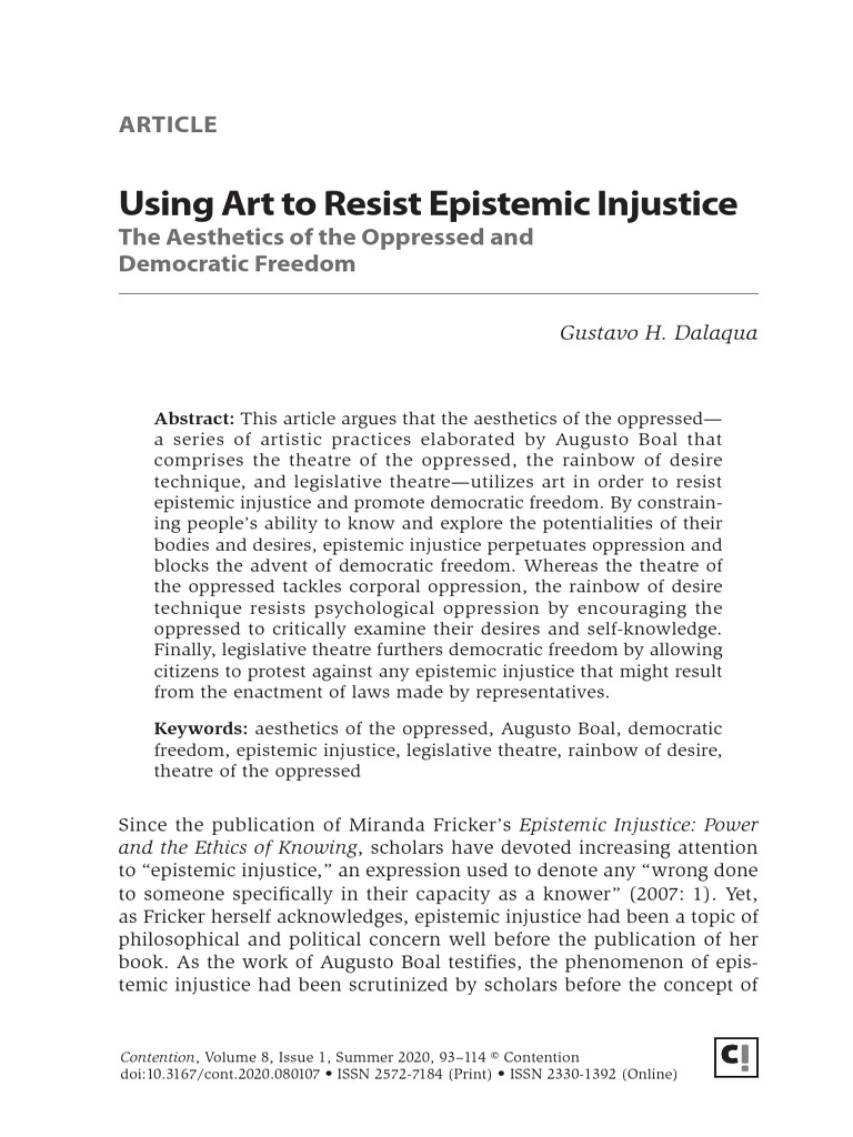 Using Art To Resist Epistemic Injustice | PDF | Democracy | Political ...