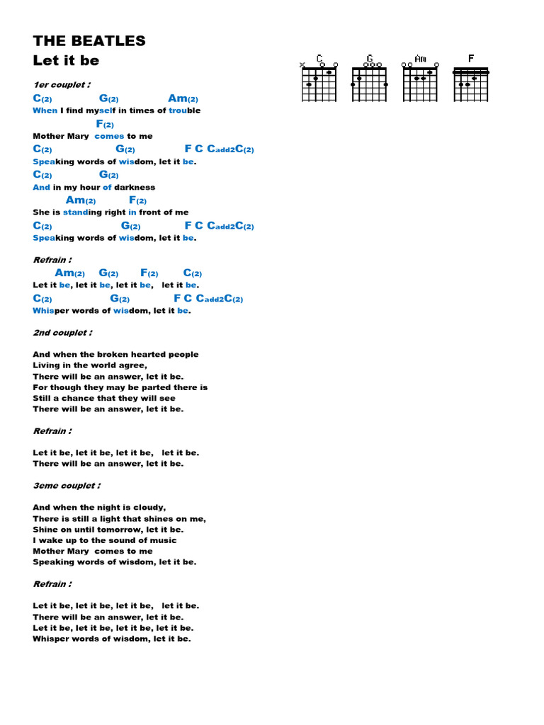 The Beatles - Let It Be - Chords | PDF
