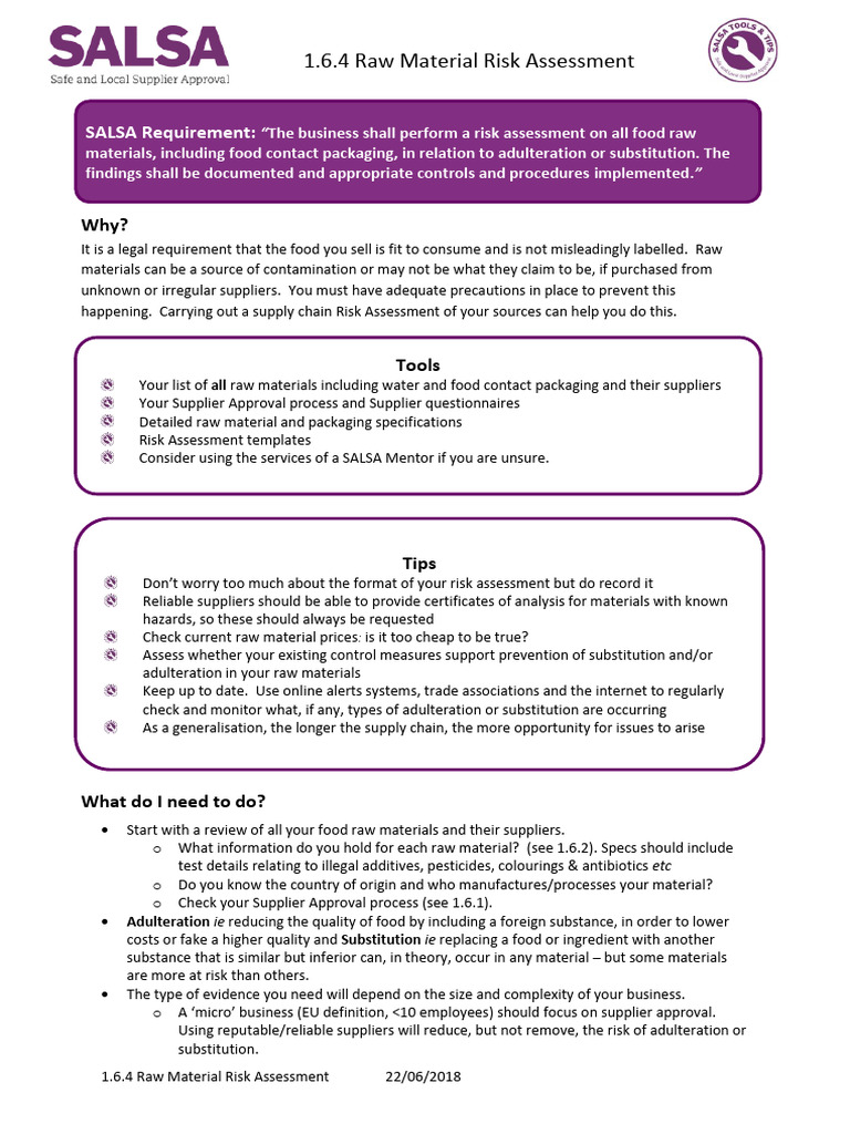 1.6.4 Raw Material Risk Assessment Issue 5 | PDF | Risk | Supply Chain