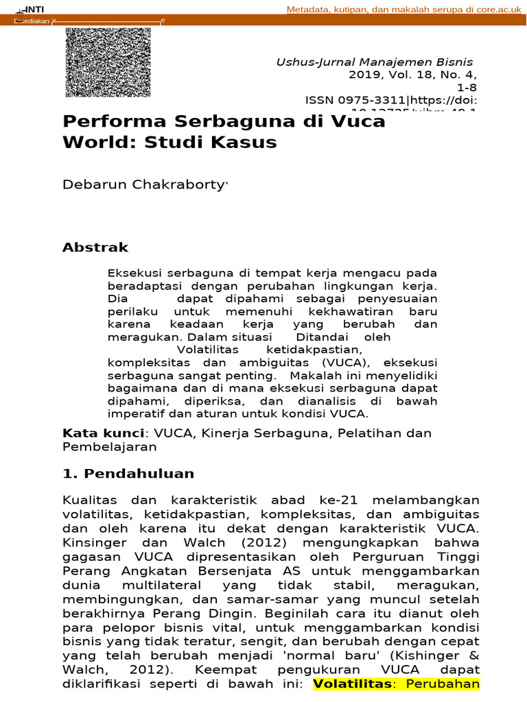 Versatile Performance in Vuca World - TERJEMAHAN | PDF