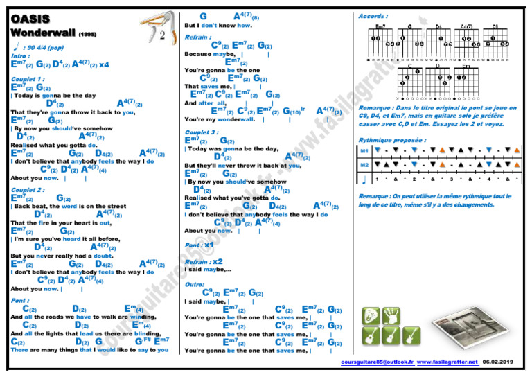 Wonderwall Chords for Guitar | PDF