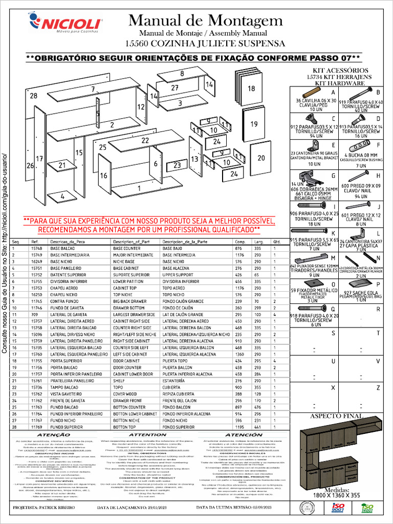 Cozinha Juliete Suspensa - Esquema de Montagem 2 | PDF