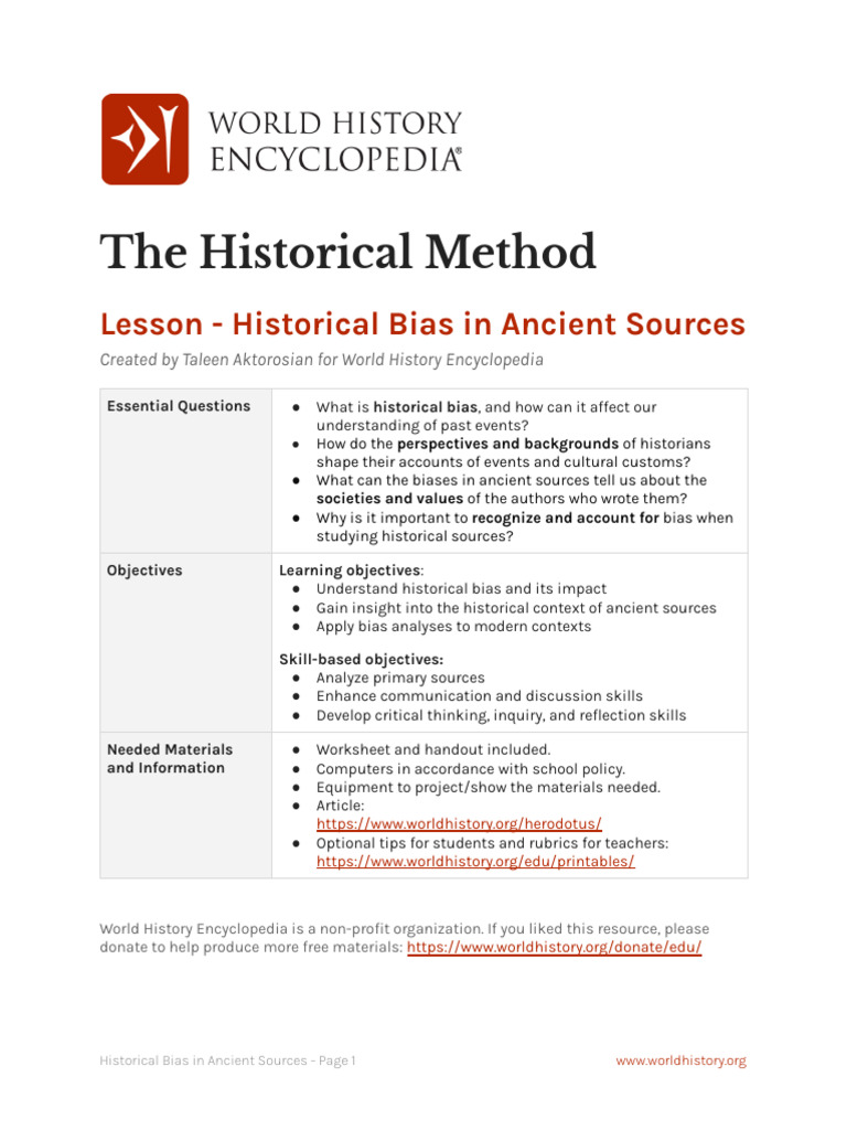 Whe-Historical-Bias-In-Ancient-Sources (1) - 1-6 | PDF | Herodotus | Bias
