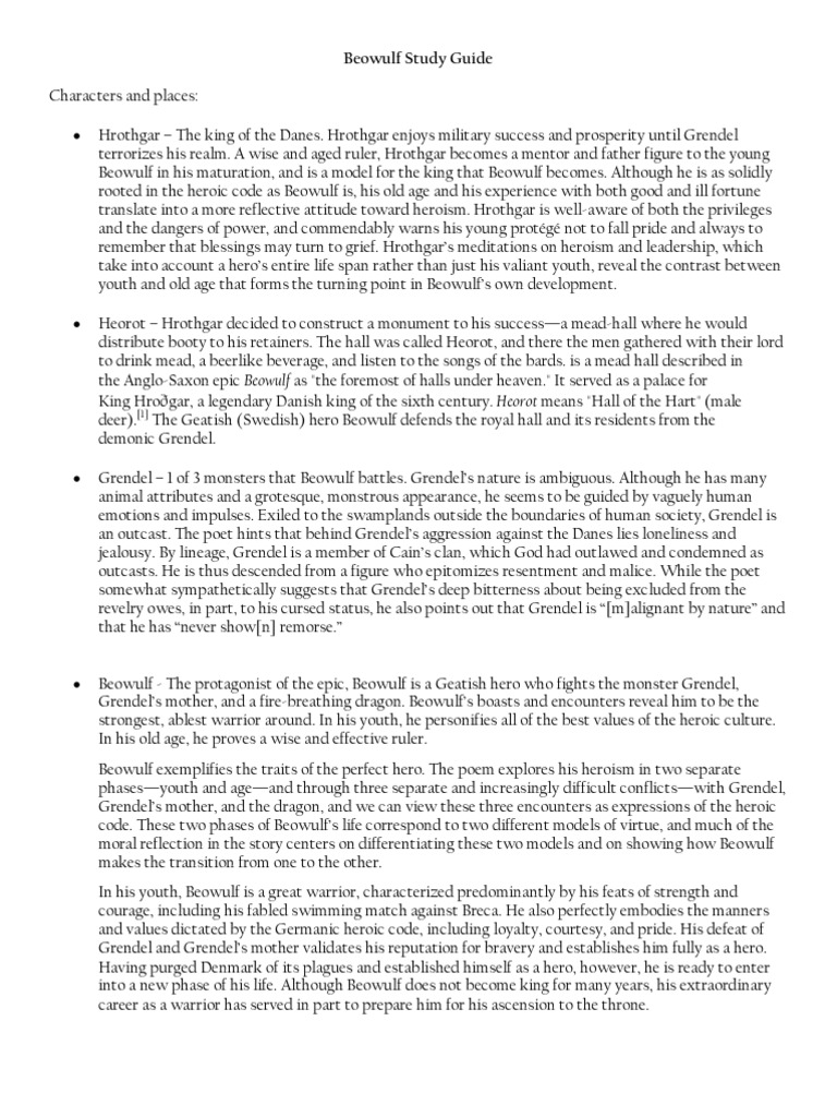 Beowulf Study Guide | PDF | Beowulf | English Folklore