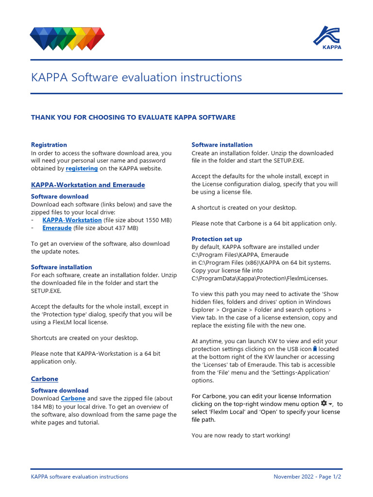 KAPPA Software Evaluation Instructions | PDF | Computer File | Installation (Computer Programs)