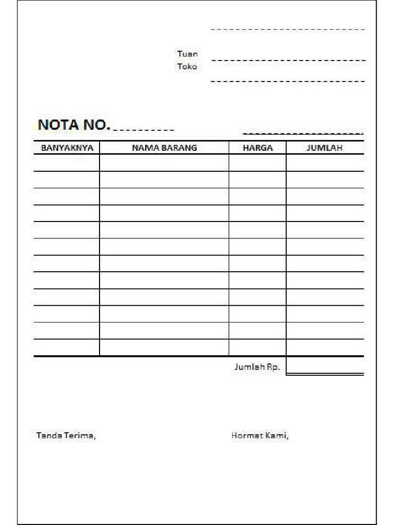 Form Template Nota | PDF