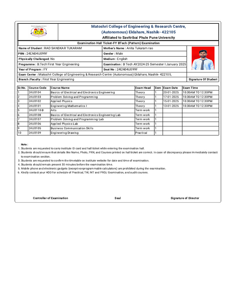 Sanskar Ese Hall Ticket | PDF | Engineering