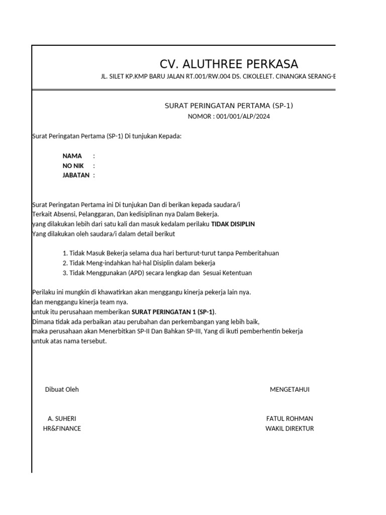 SP Surat Peringatan | PDF