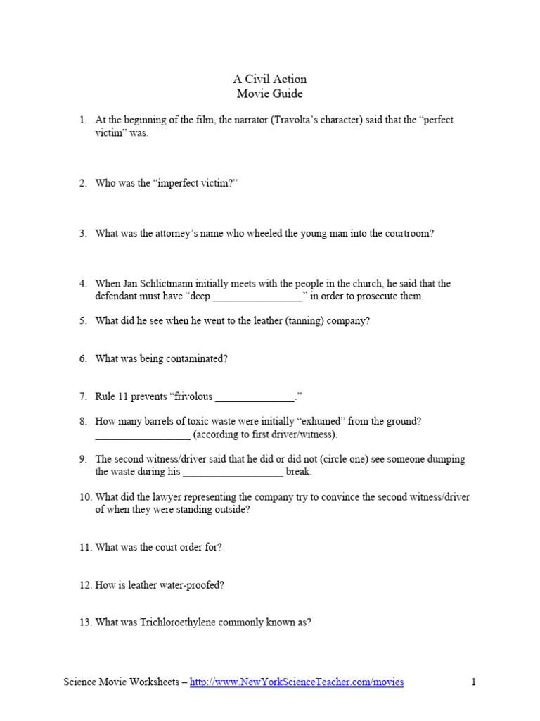 A Civil Action Movie Guide | PDF