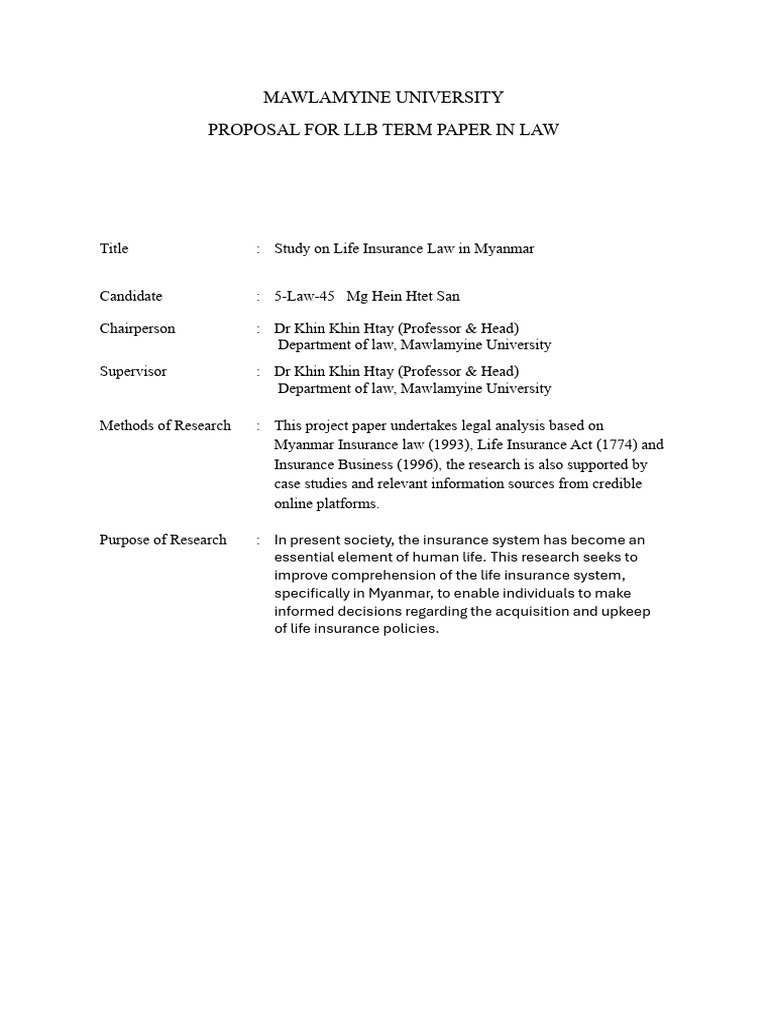 Hein Htet San's Project Proposal | PDF