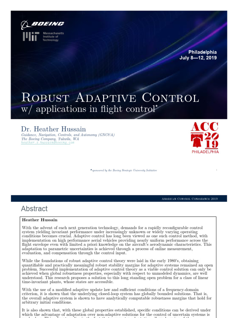 Robust Adaptive Control in Aerospace | PDF | Aerospace