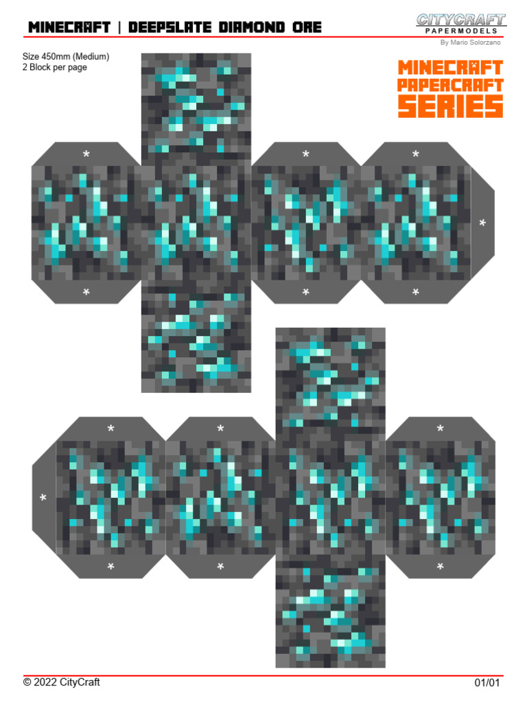 Minecraft Papercraft: Deepslate Diamond Ore | PDF