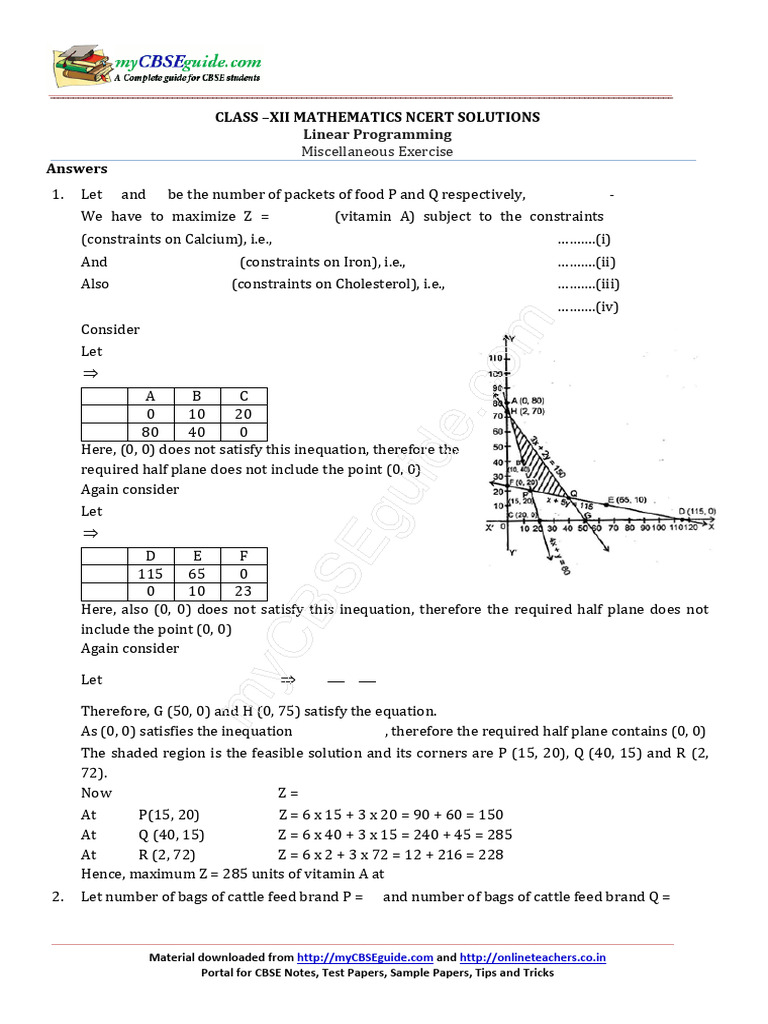 12 Mathematics Ncert ch12 Linera Programming Misc Sol | PDF | Inequality (Mathematics ...
