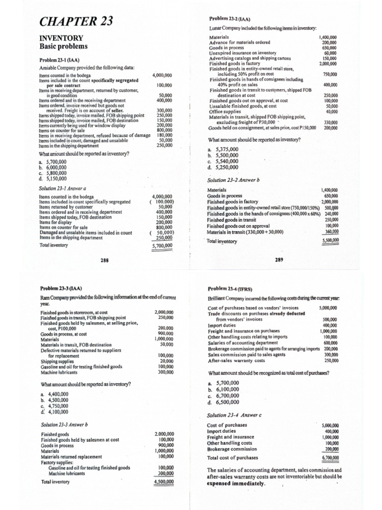 Chapter 23 - Inventory Basic Problems | PDF