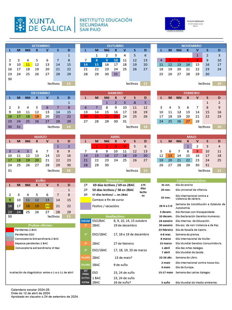 Calendario Escolar 24-25 DEFINITIVO | PDF