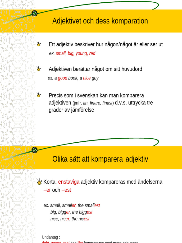 Adjektivet Och Dess Komparation-Ppp | PDF