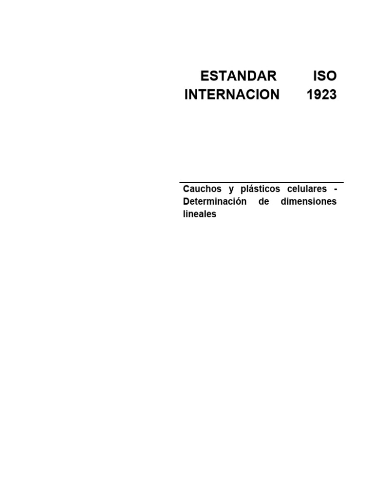 ISO 1923. Cauchos y Plásticos - Determinación de Dimensiones Lineales ESPAÑOL | PDF | Medición