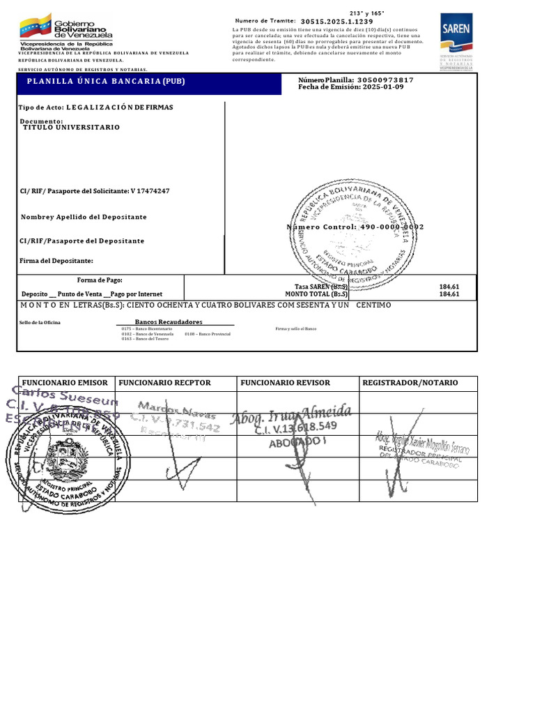 Apostilla Titulo Veterinario | PDF