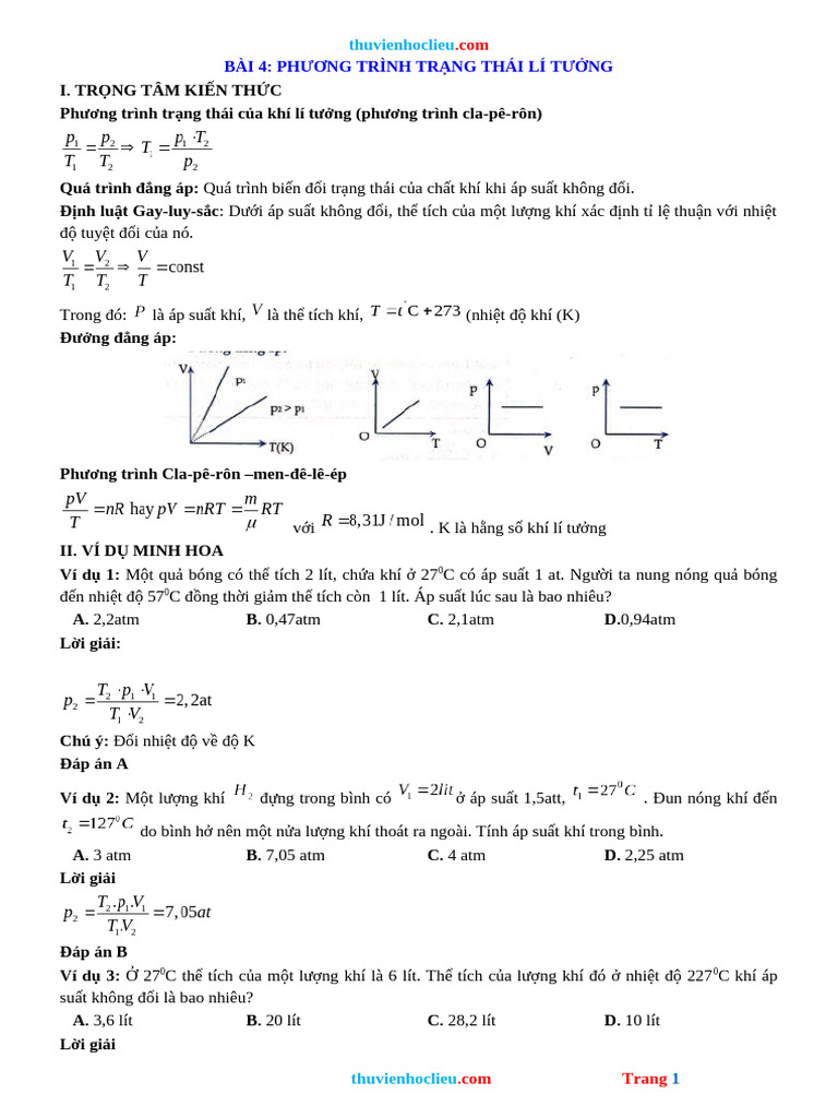 Trac Nghiem PT Trang Thai Li Tuong | PDF