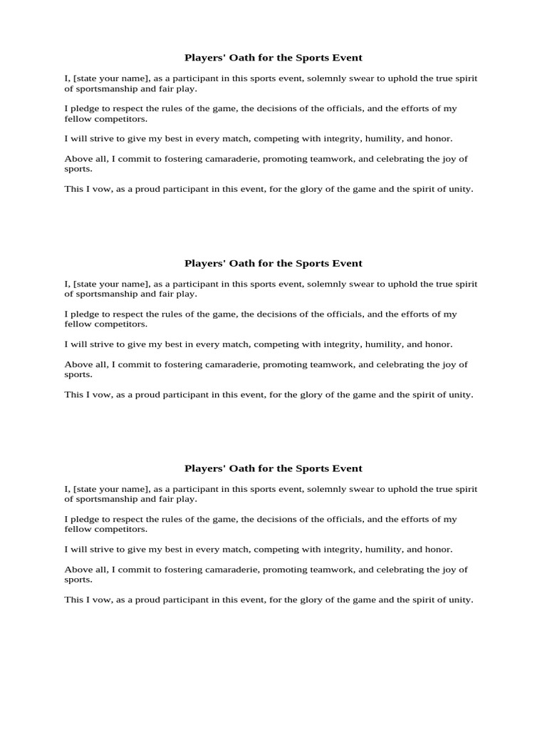 Players Oath | PDF