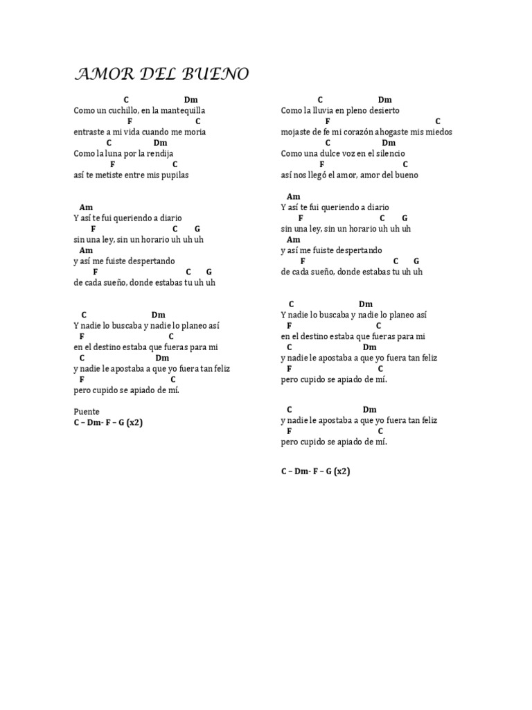 Amor del Bueno: Letra y Sentimientos | PDF