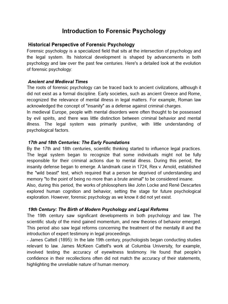 Forensic Psychology Notes Sem 3 | PDF | Psychiatry | Forensic Psychiatry