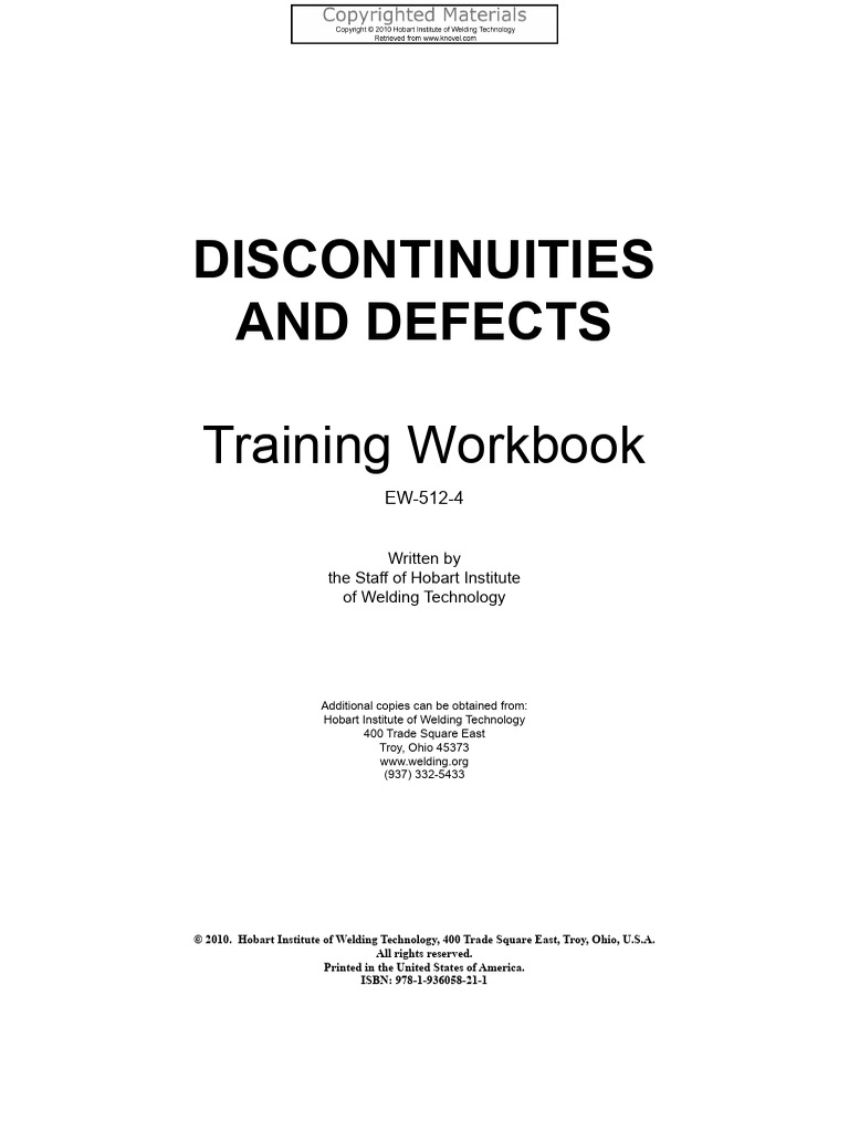 (EW-512-4) - Discontinuities and Defects - Training Workbook-Hobart ...