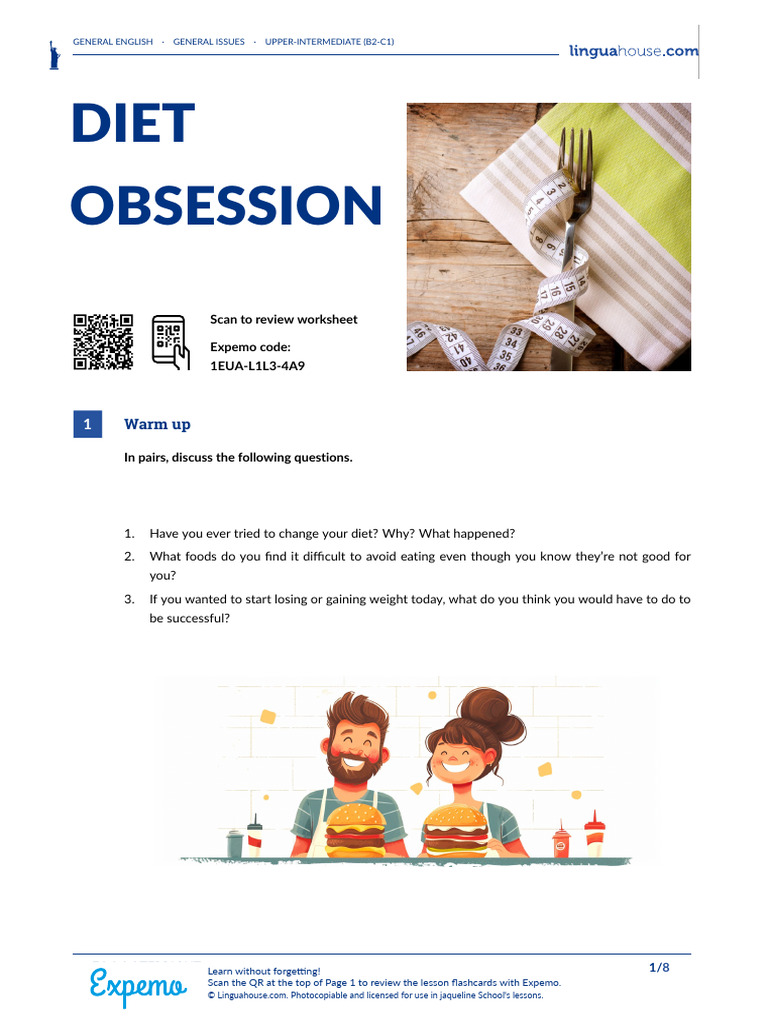 Diet Obsession American English Teacher B2 C1 | PDF | Dieting | Health ...