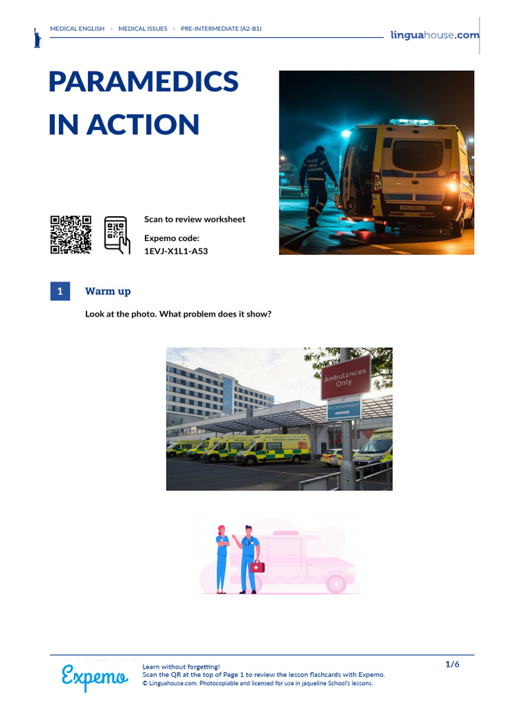 Paramedics in Action American English Teacher A2 B1 | PDF | Paramedic ...