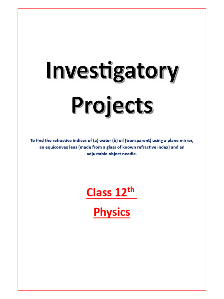 refractive indices of (a) water (b) oil (transparent) using a plane ...
