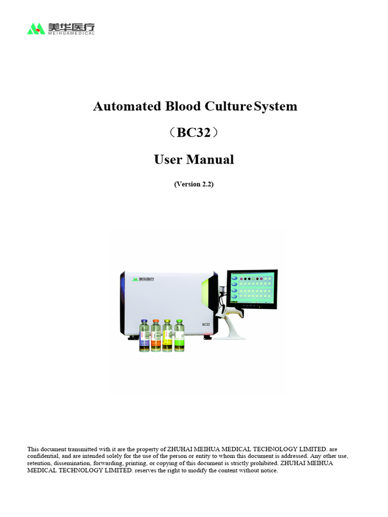 BC32 Automated Blood Culture System Manual | PDF | Image Scanner | Barcode