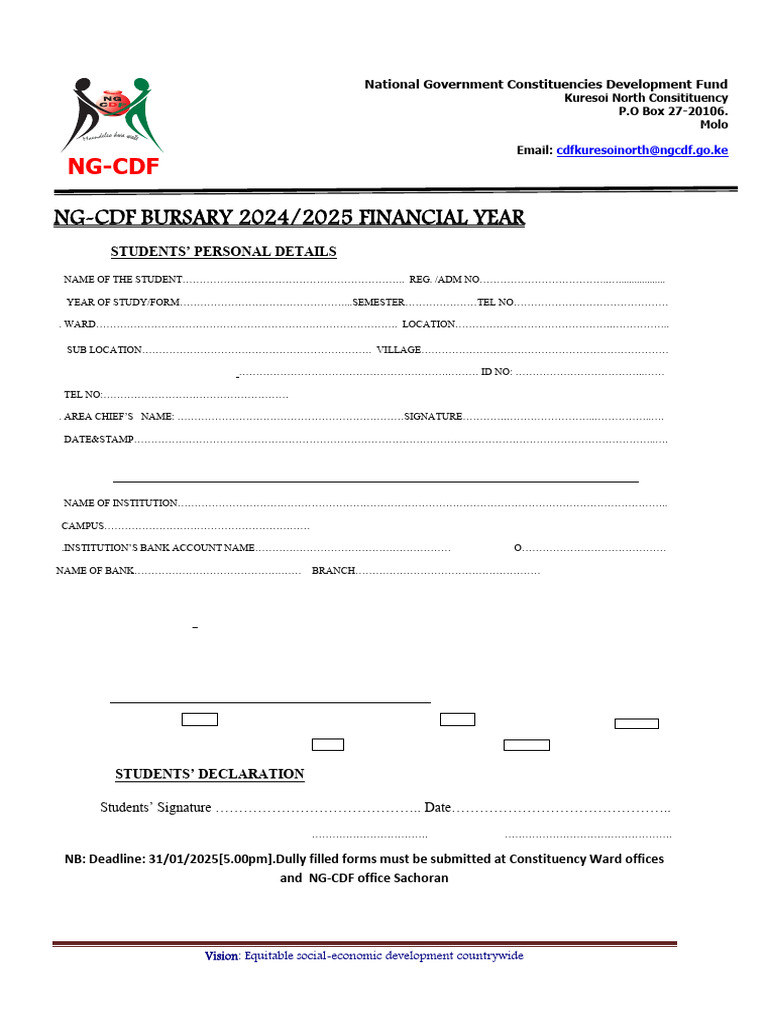 NG-CDF Bursary Application Guide | PDF