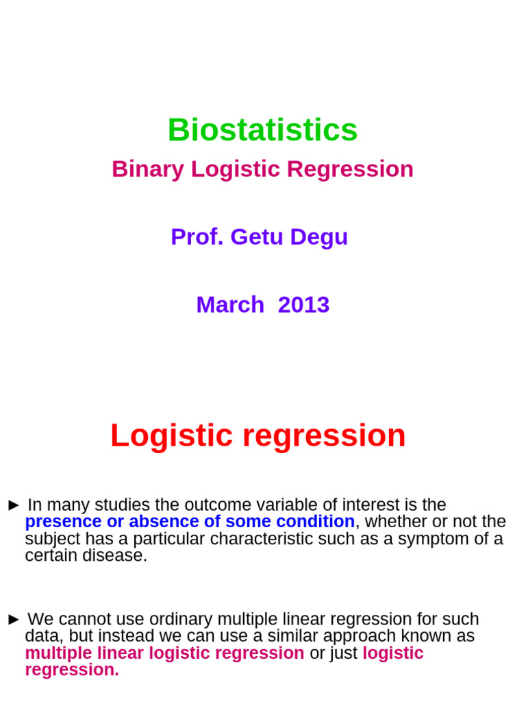 5.1) Binary Logistic Regression | PDF | Logistic Regression | Linear Regression