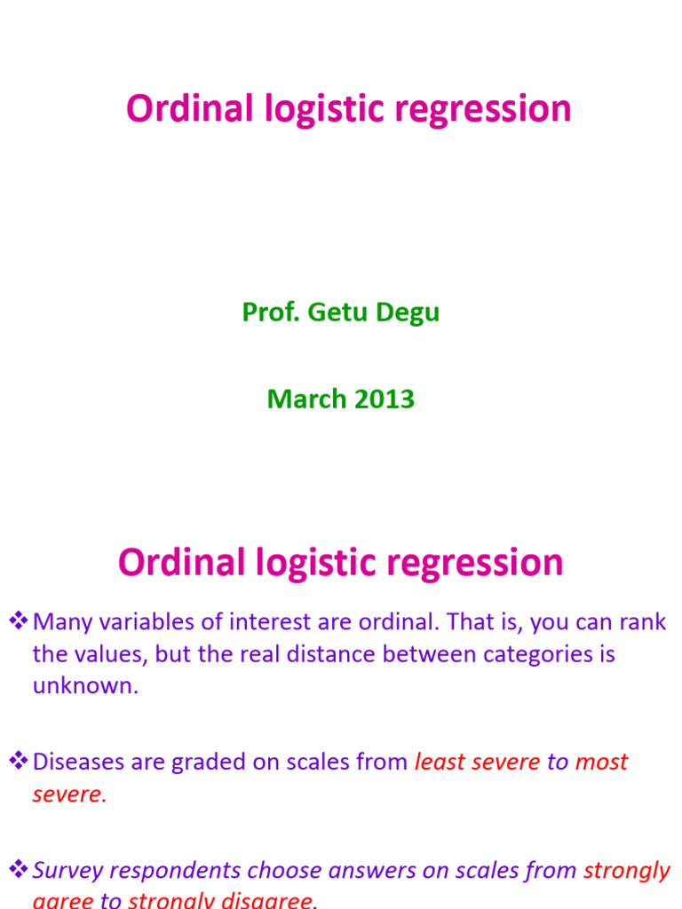Ordinal Logistic Regression Guide | PDF | Logistic Regression | Linear ...