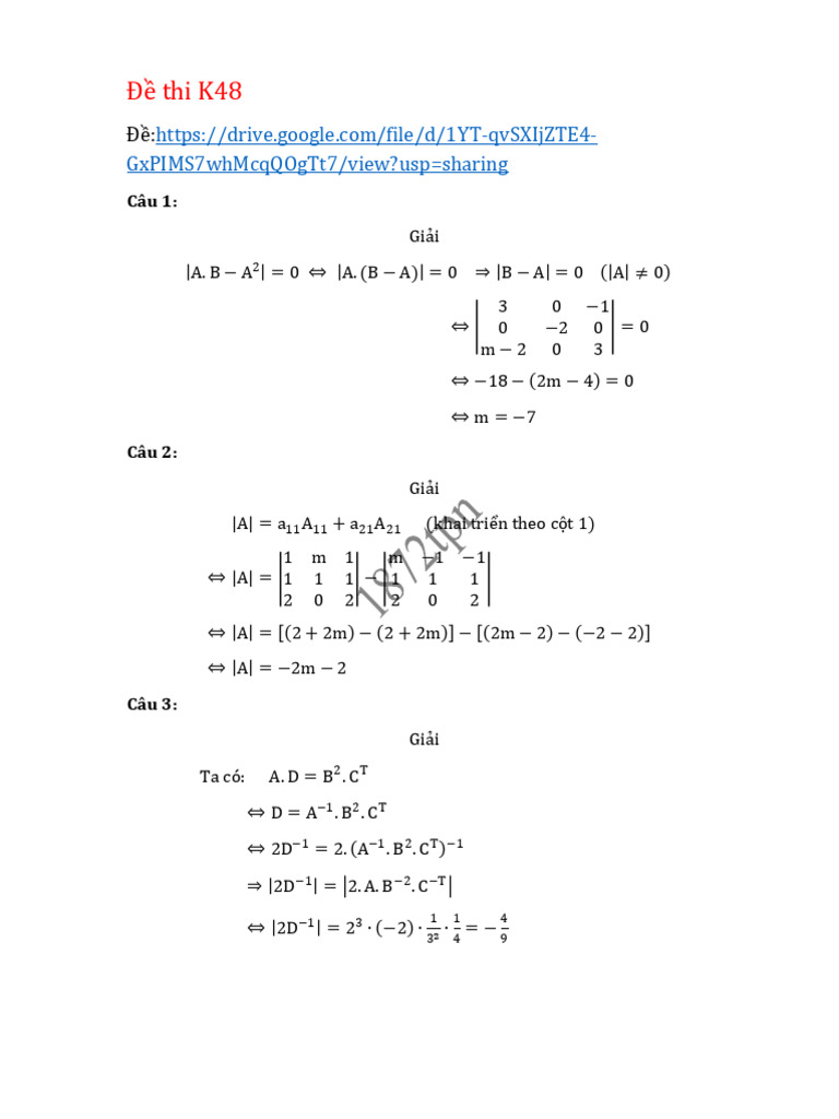 Bài giải đề K48 | PDF