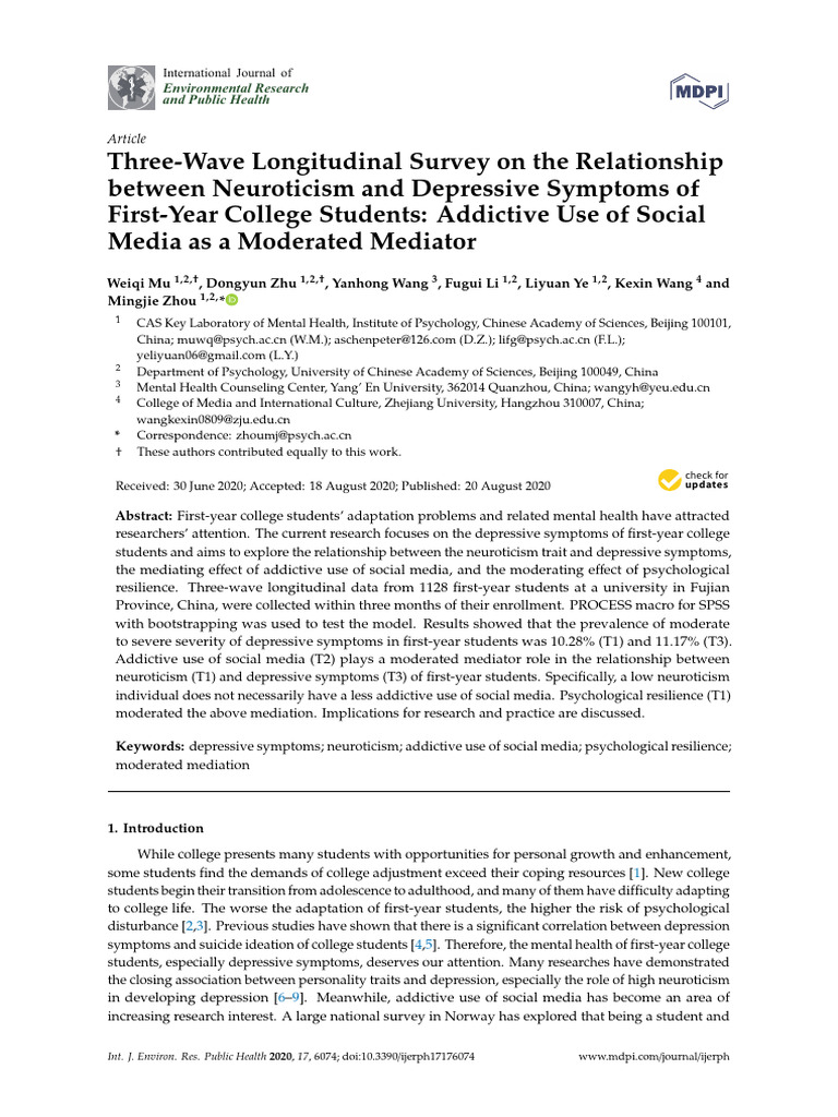 ijerph-17-06074-v2 | PDF | Psychological Resilience | Psychology