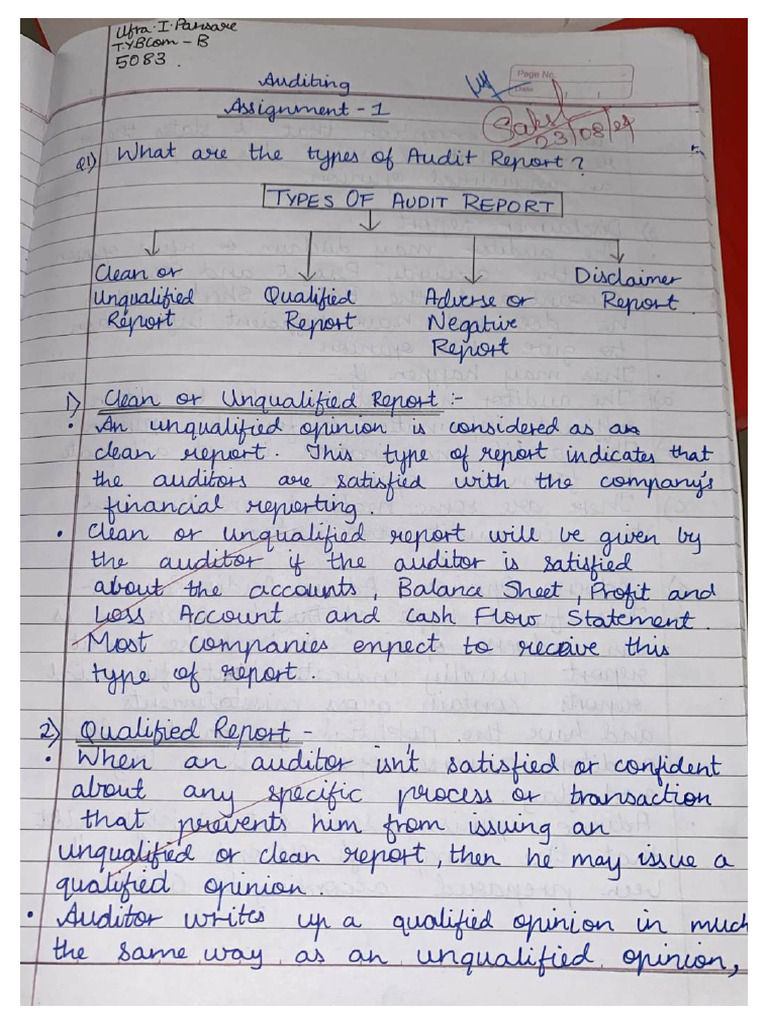 Research and Assignment On Classification Types of Reports Audits | PDF