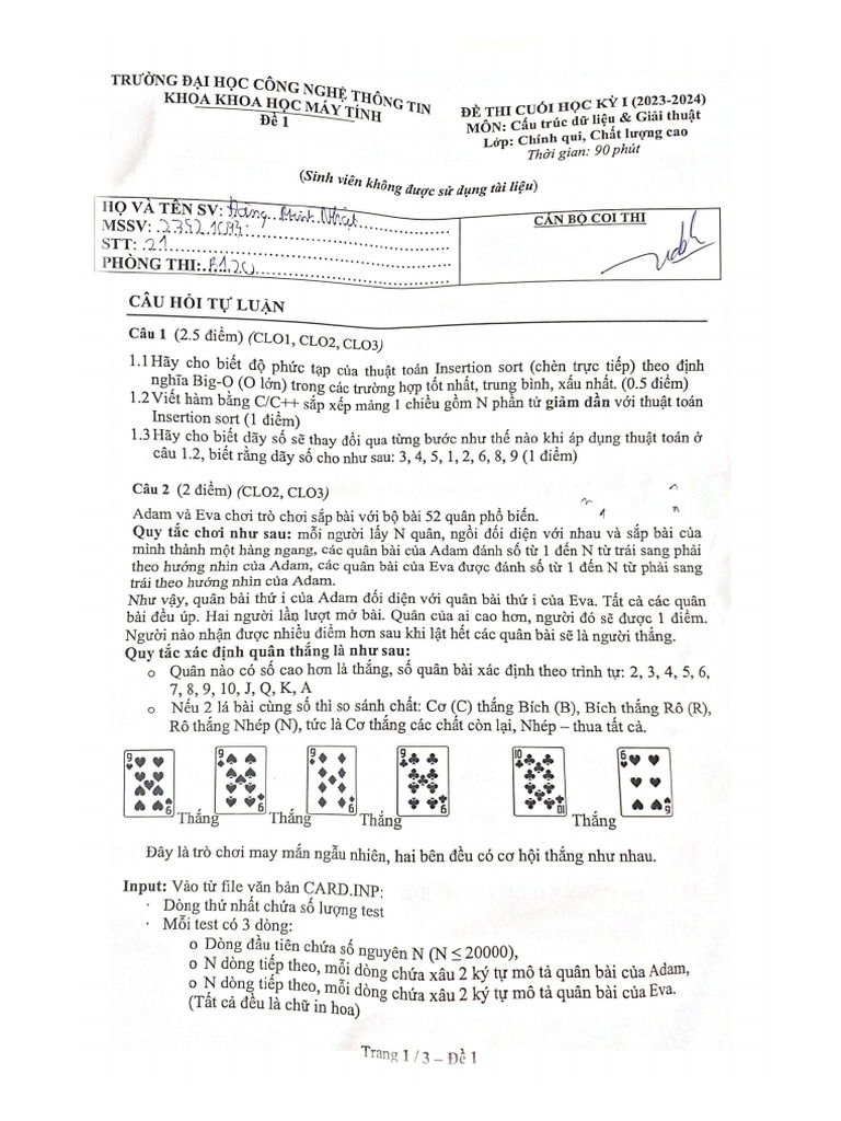 [BHT CNPM] DSA-CK1_2023-2024 | PDF