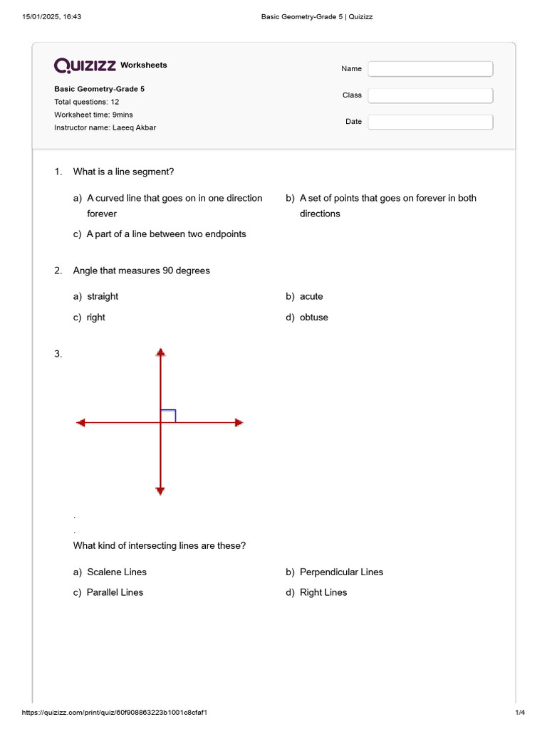 Basic Geometry-Grade 5 | PDF | Angle | Triangle