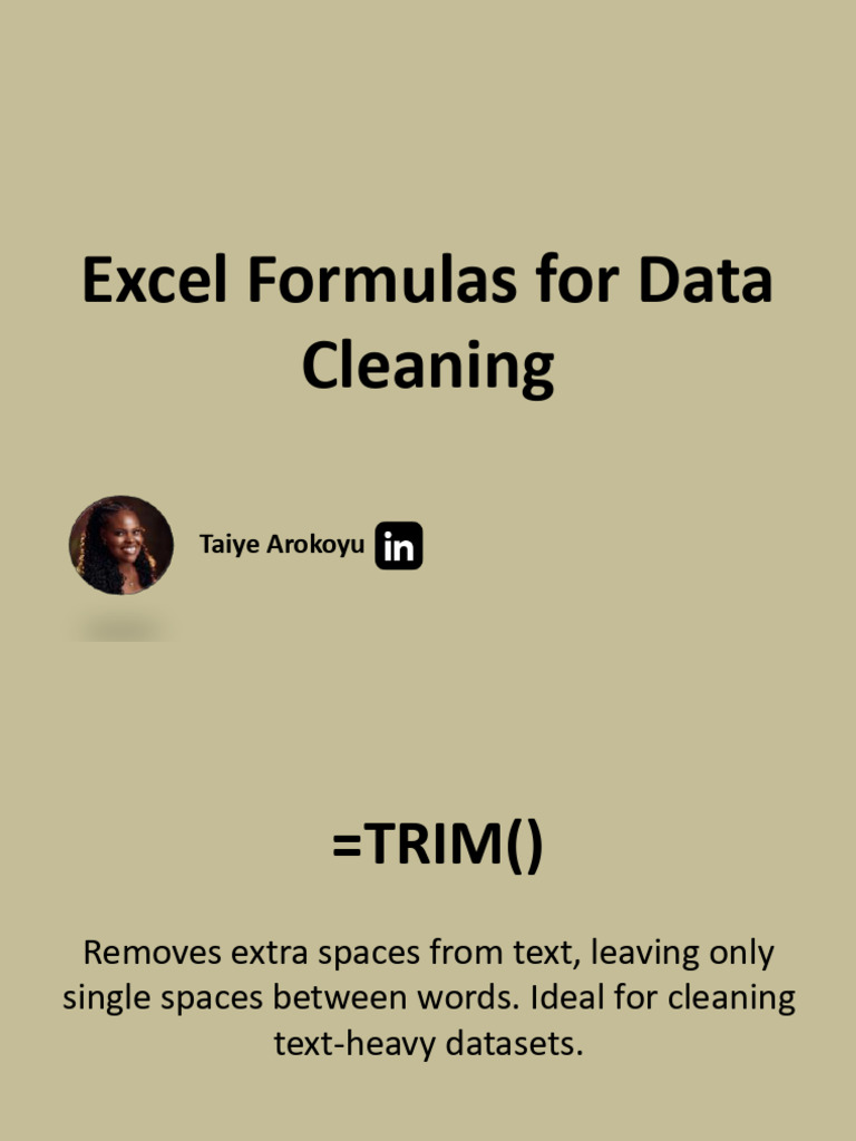 Excel Formulas For Data Cleaning | PDF