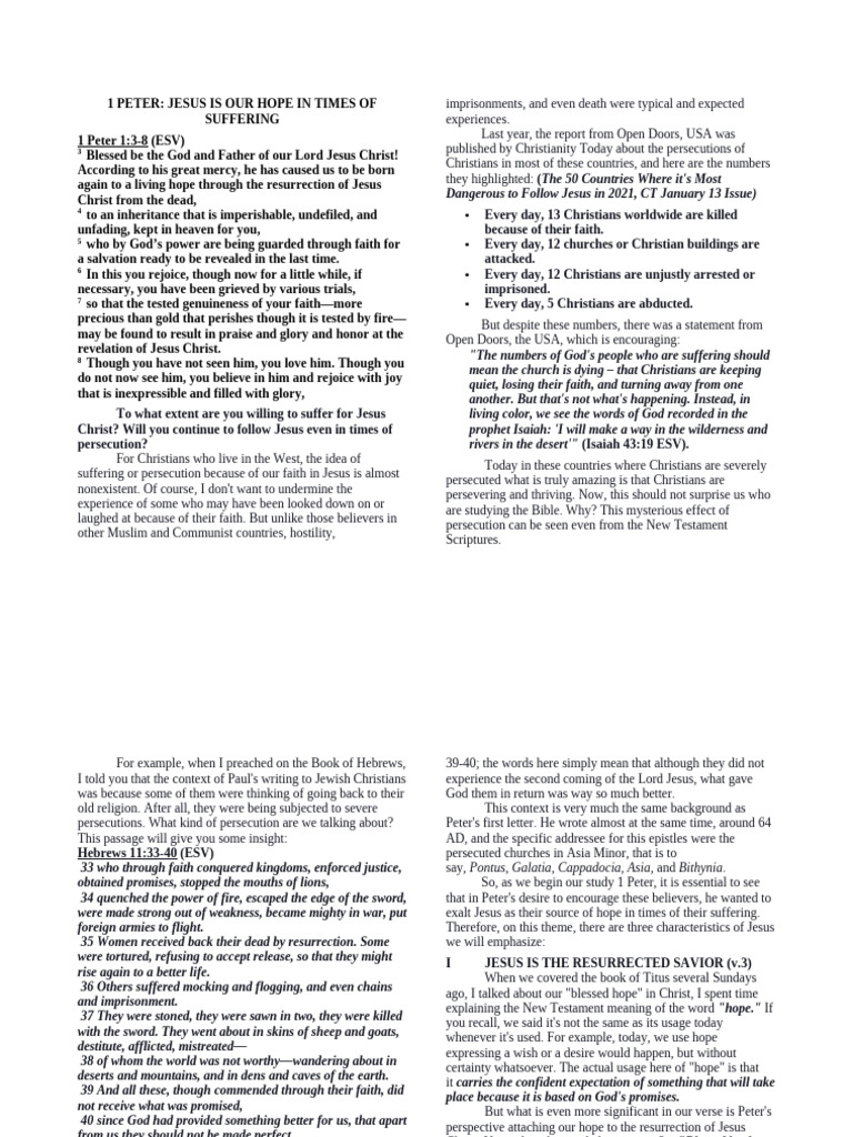 1 Peter - Jesus Is Our Hope in Times of Suffering | PDF | Jesus | Born ...