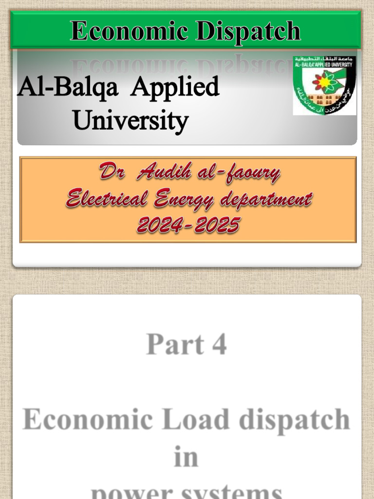 Economic Load Dispatch in Power Systems | PDF | Power Station | British ...