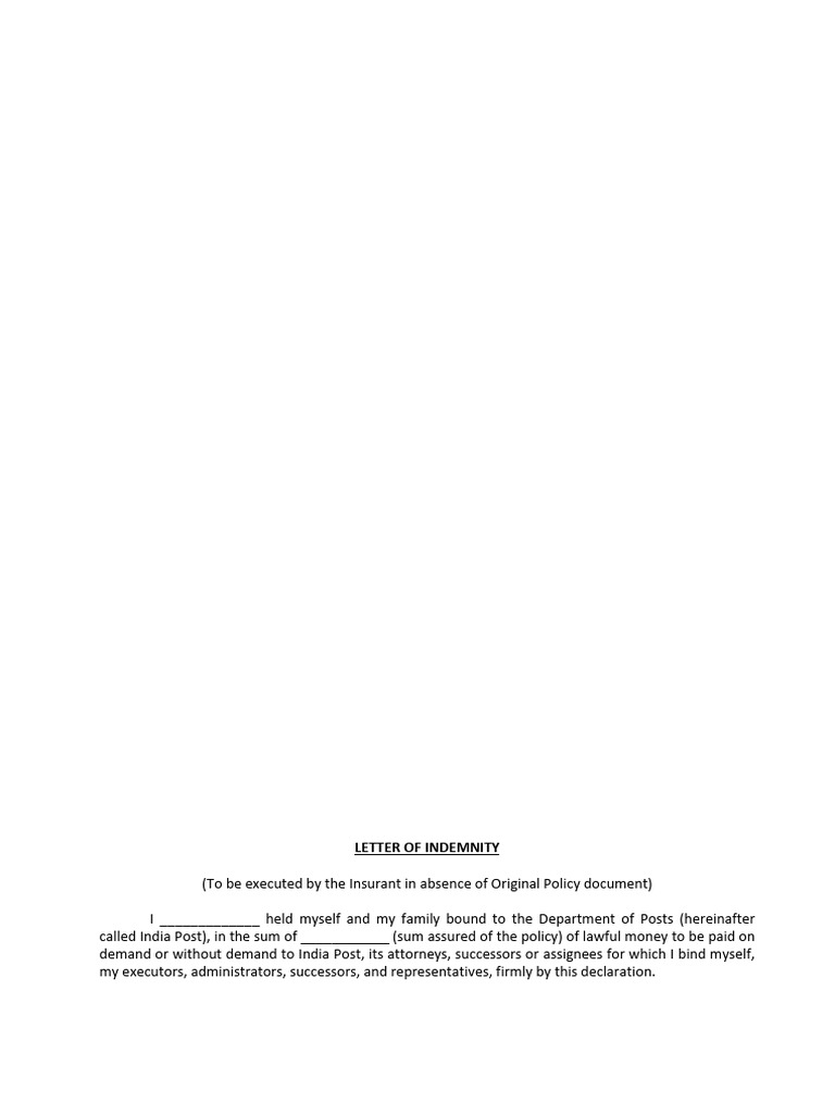 Letter of Indemnity for PLI Policy | PDF | Civil Law (Legal System ...