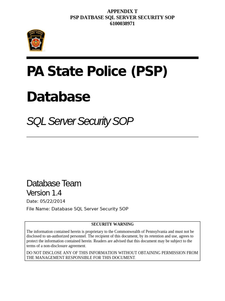 SQL Server Security SOP Guide | PDF | Databases | Microsoft Sql Server