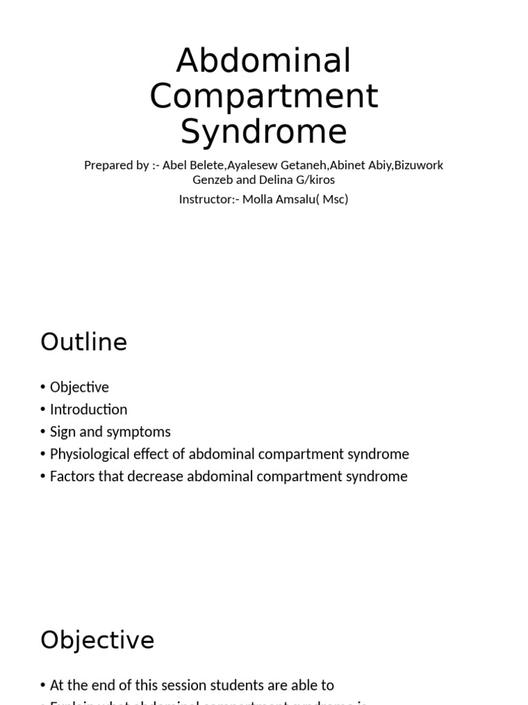 Understanding Abdominal Compartment Syndrome | PDF | Medicine ...