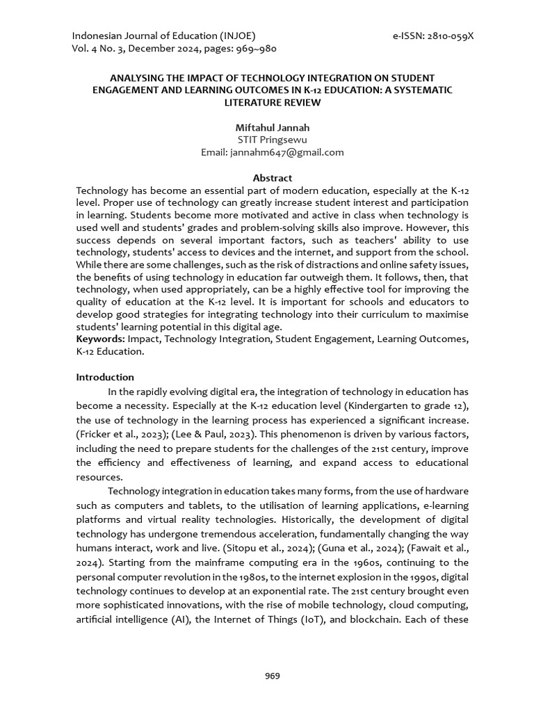 Analysing The Impact of Technology Integration | PDF | Educational ...