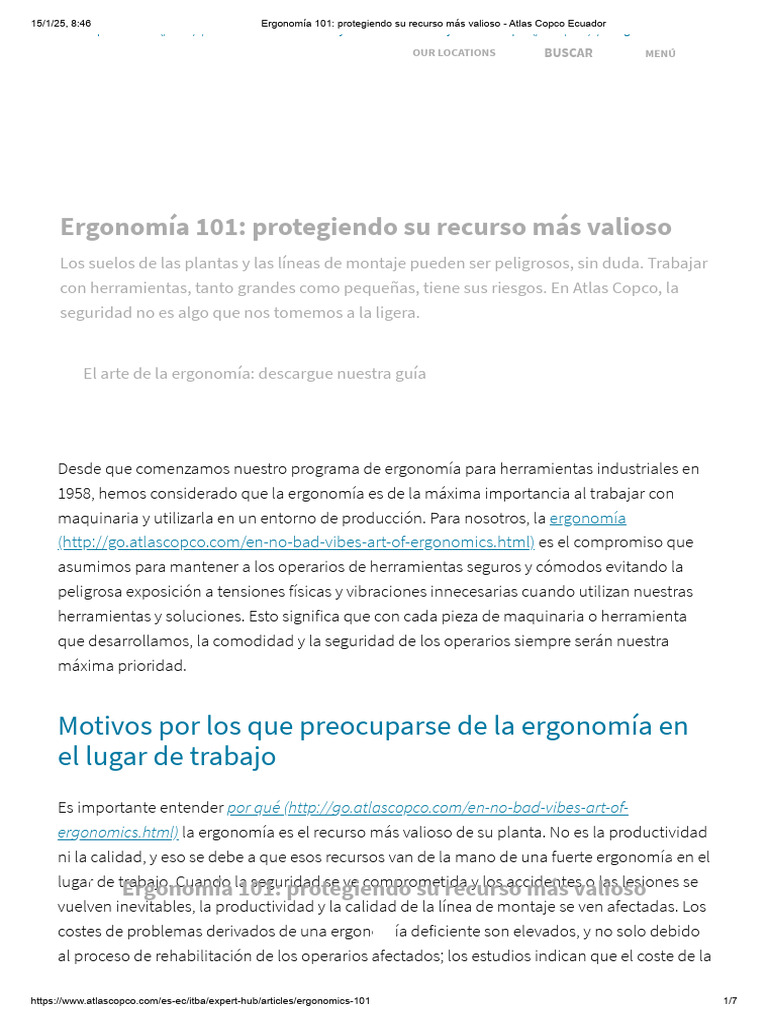 Ergonomía 101 - Protegiendo Su Recurso Más Valioso - Atlas Copco Ecuador | PDF | Factores ...